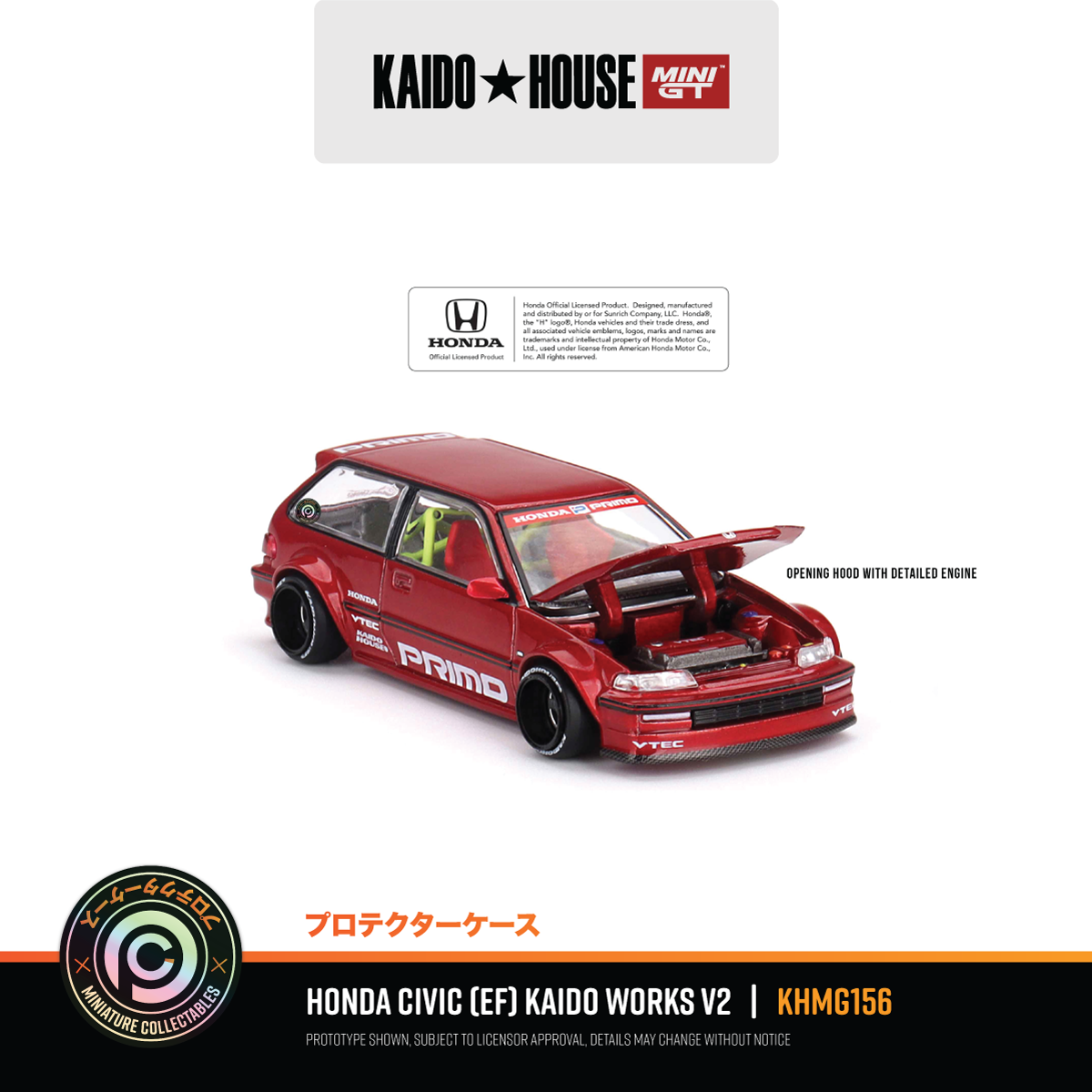Honda Civic (EF) Kaido Works V2 - Candy Red #KHMG156 – Miniature ...